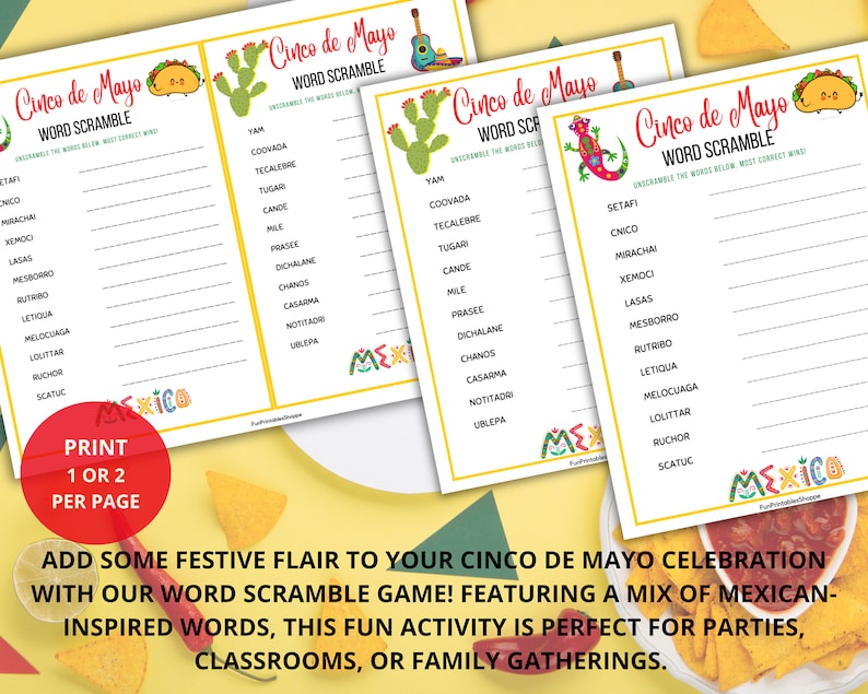 Cinco De Mayo Word Scramble Game, Word Game,mexican Party Games,cinco ...