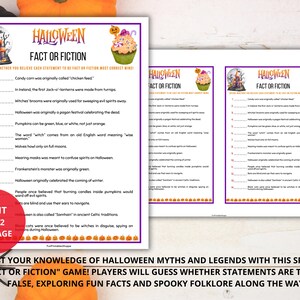 Halloween Fact or Fiction,halloween True or False,halloween Party Game ...