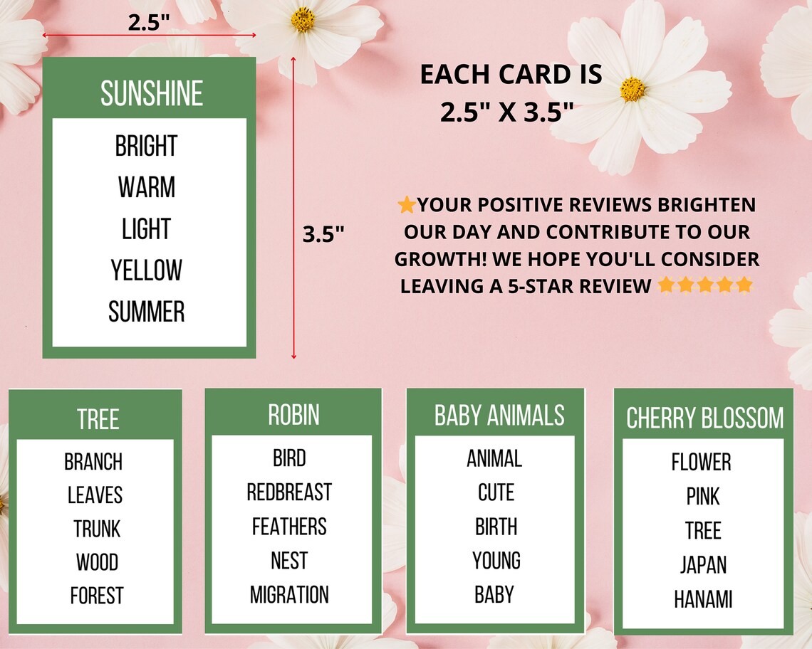 Spring Taboo Game, Spring Printable Game for Family,springtime Game ...