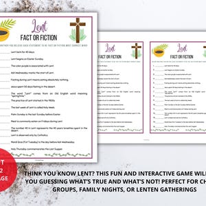 Lent Fact or Fiction,lent Quiz,lent Trivia Game,easter Bible True or ...