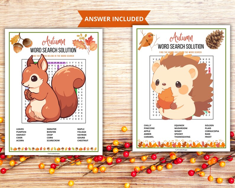 Fall Word Search,autumn Word Search,autumn Word Puzzle,fall Party Game ...
