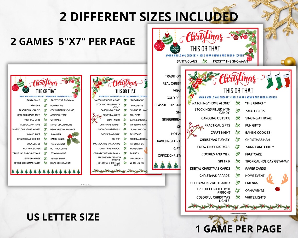 Christmas This or That Game,would You Rather Game,friendsmas Icebreaker ...