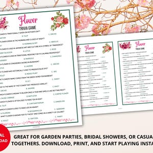 Flower Trivia,spring Trivia,flower Quiz,spring Quiz,flower Party Trivia ...