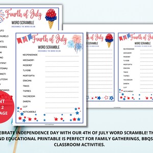 4th of July Word Scramble,4th of July Word Search,4th of July ...