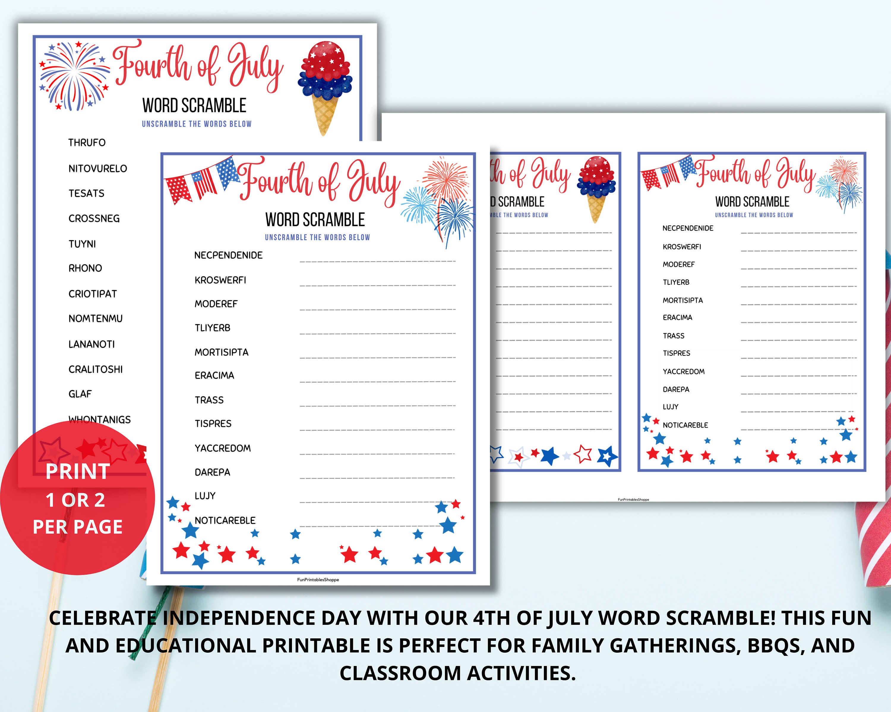 4th of July Word Scramble,4th of July Word Search,4th of July ...