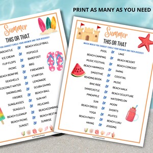 Summer This or That,pool Party Games,summer Games,would You Rather Game ...