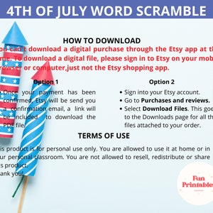 4th of July Word Scramble,4th of July Word Search,4th of July ...