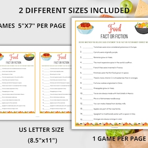 Food Fact or Fiction,food Trivia Game,food Quiz,food True or False ...