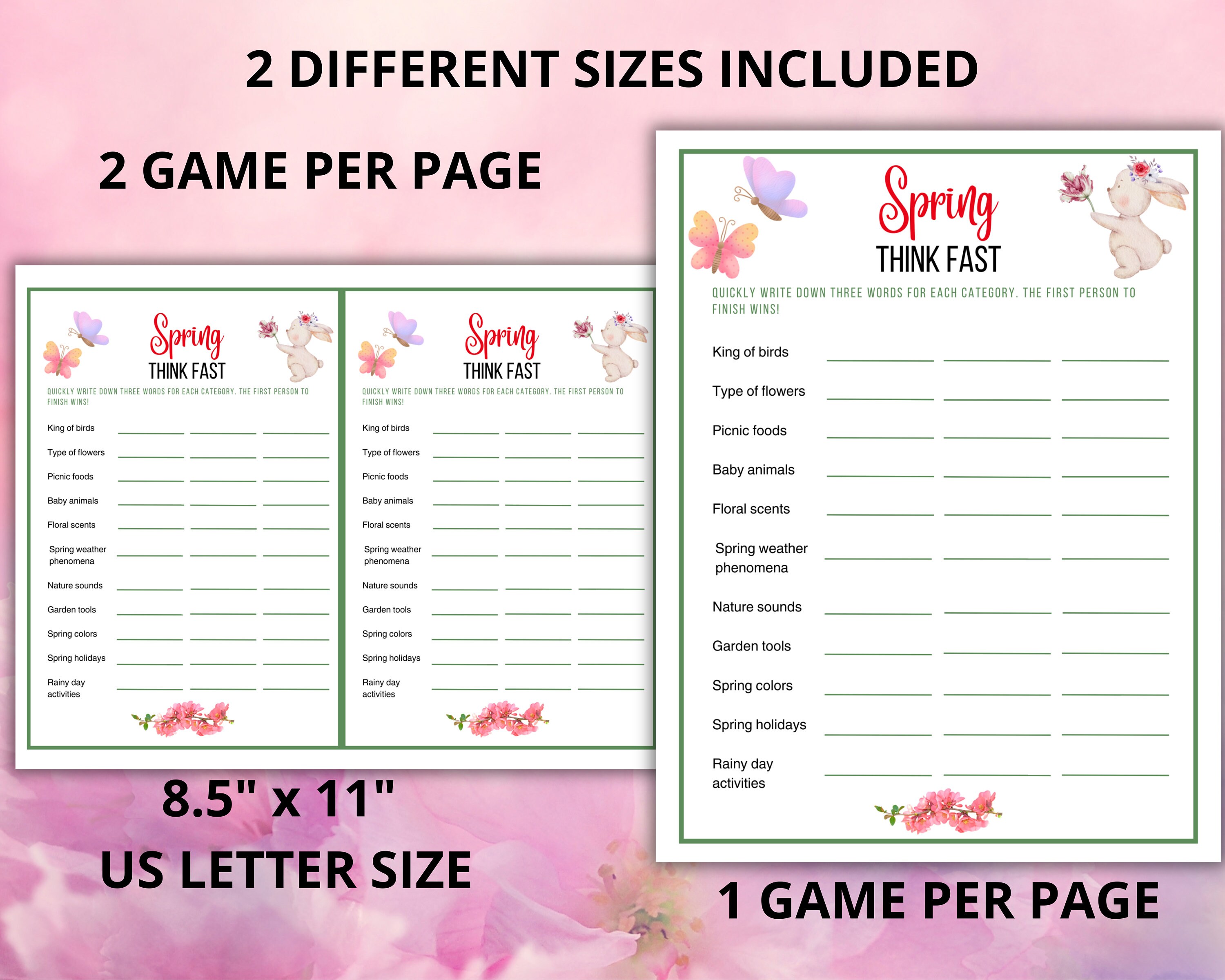 Spring Think Fast Game,quick Think Spring Game, Spring Classroom ...