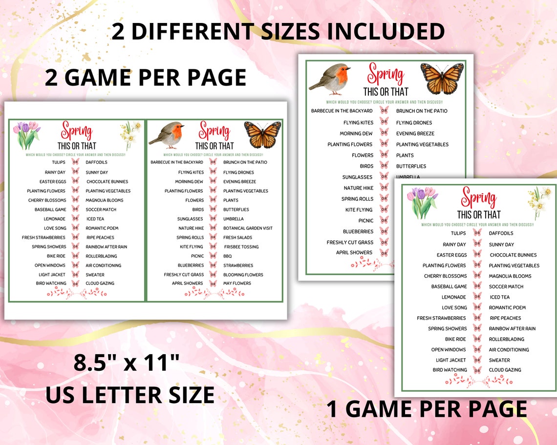 Spring This or That, Would You Rather Spring, Family Reunion Games, Ice ...