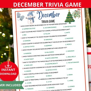 December Trivia Game,winter Holiday Game,december Quiz,winter Season ...