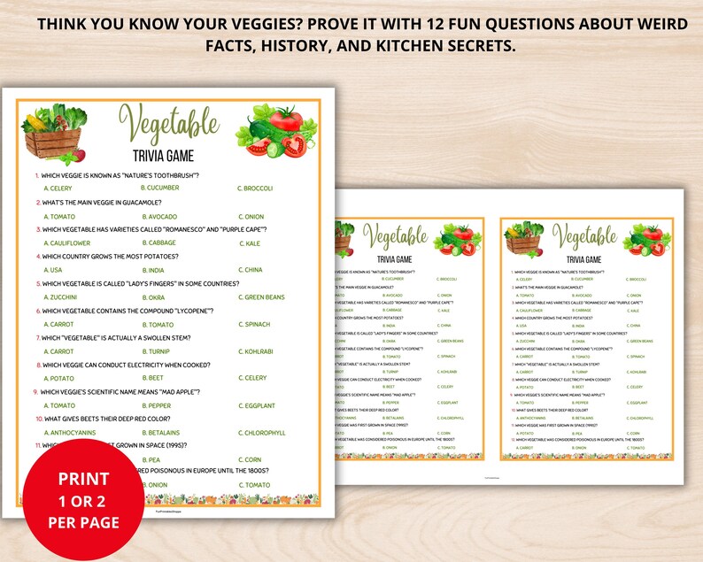 Vegetable Trivia Game,food Trivia,veggies Quiz,plant Trivia,nature ...