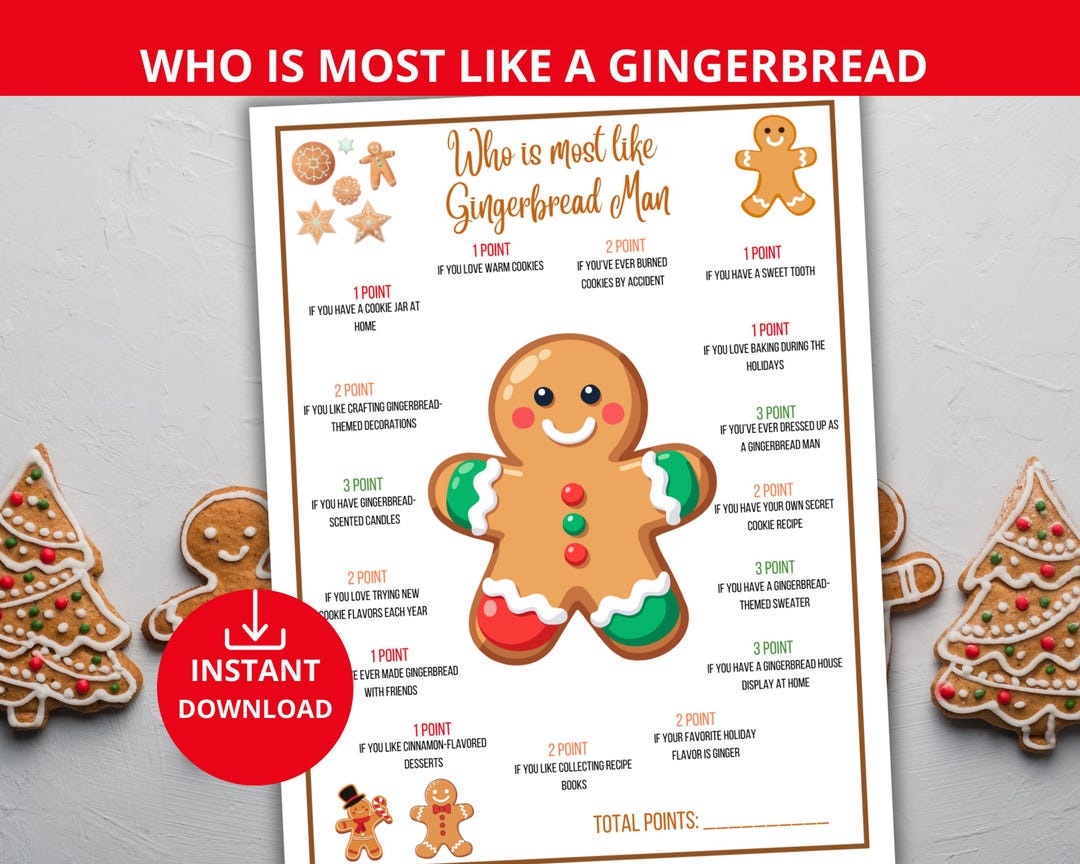 Who is Most Like A Gingerbread Man,gingerbread Cookie Game,christmas ...
