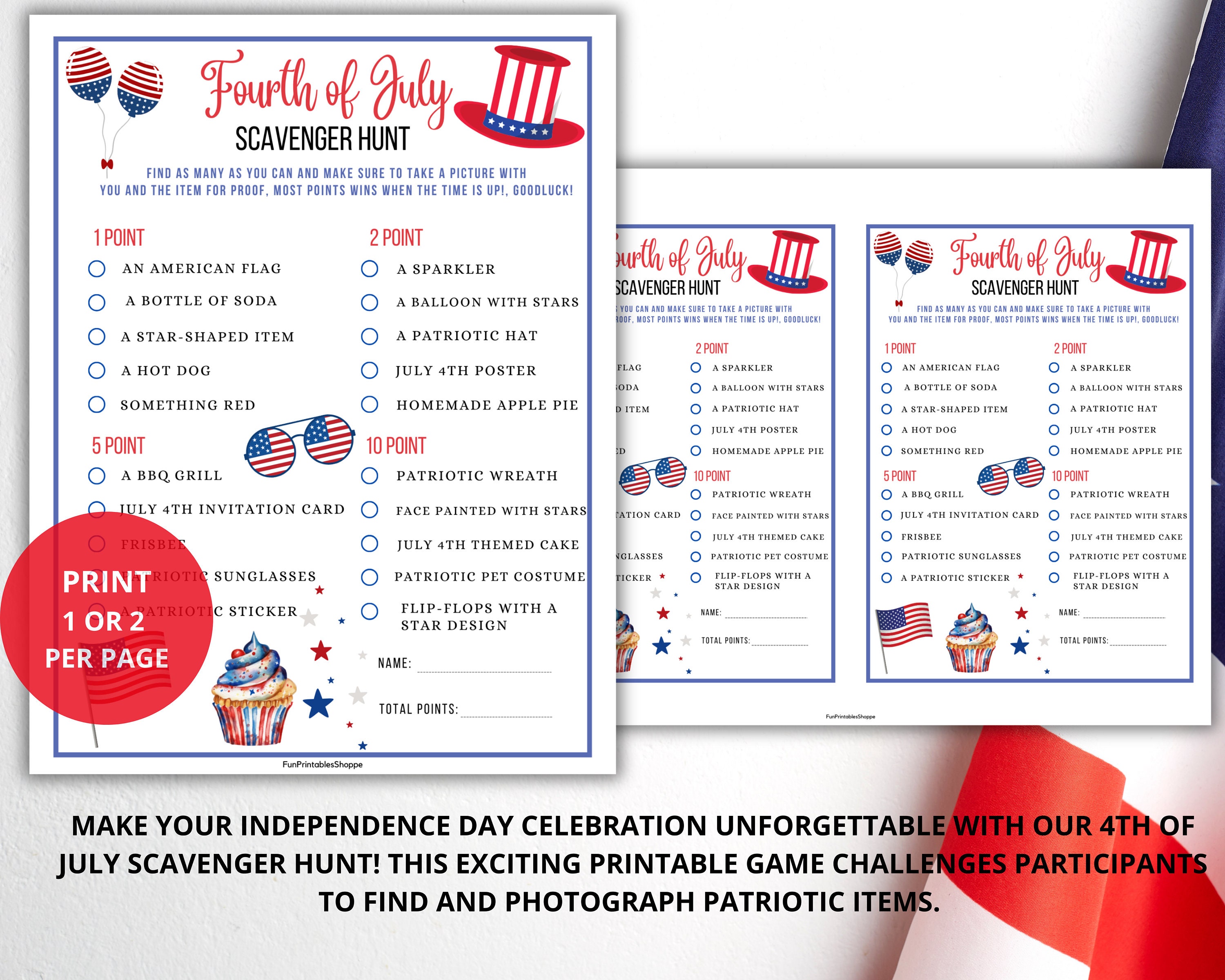 Fourth of July Scavenger Hunt,patriotic Scavenger Hunt,july 4th Party ...