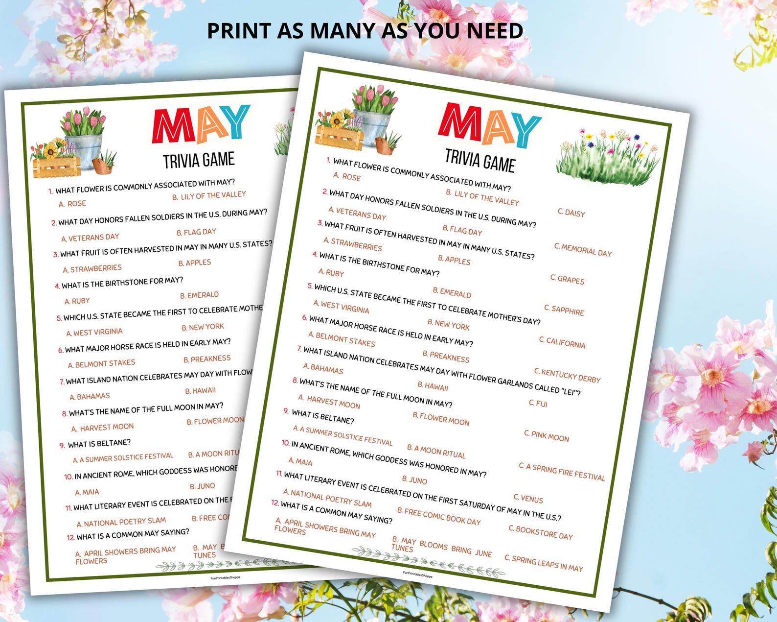 May Trivia Game,month Party Games,may Quiz Question,monthly Trivia Quiz ...