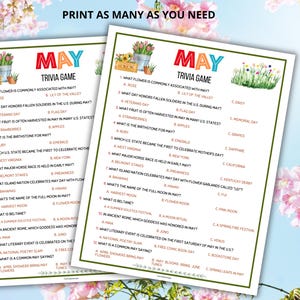 May Trivia Game,month Party Games,may Quiz Question,monthly Trivia Quiz ...