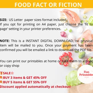 Food Fact or Fiction,food Trivia Game,food Quiz,food True or False ...