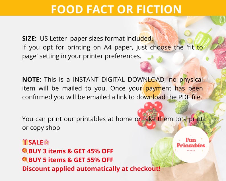 Food Fact or Fiction,food Trivia Game,food Quiz,food True or False ...