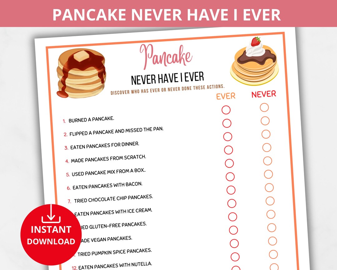 Pancake Never Have I Ever Game,pancake Trivia,pancake Quiz,pancake ...