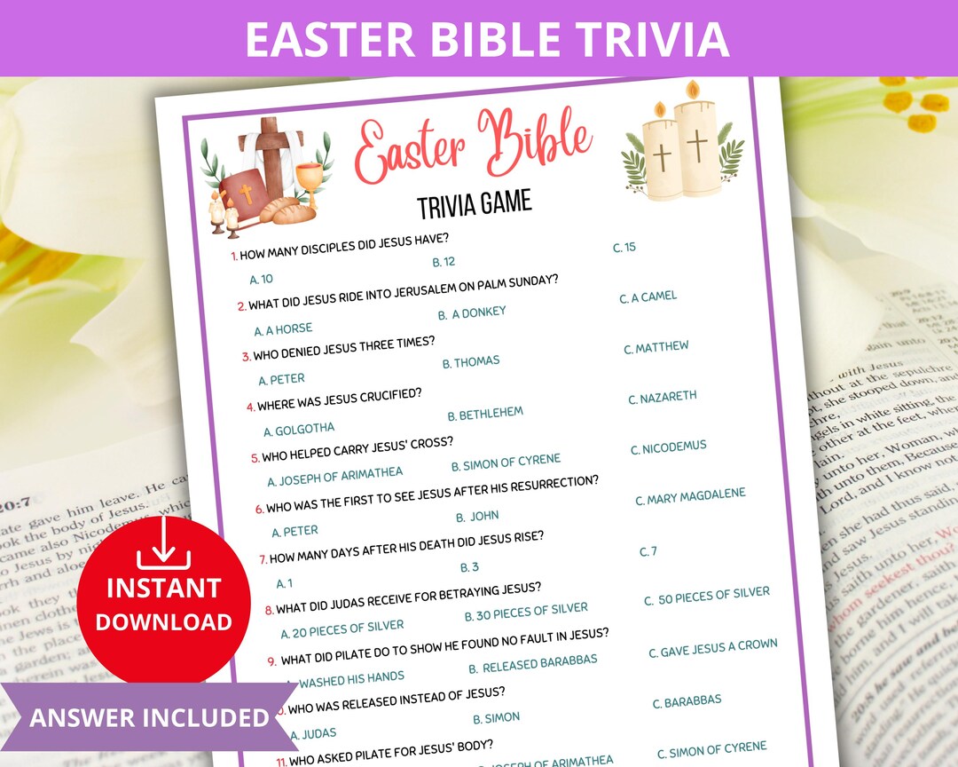 Easter Bible Trivia Game,christian Easter Trivia Question,easter Bible ...