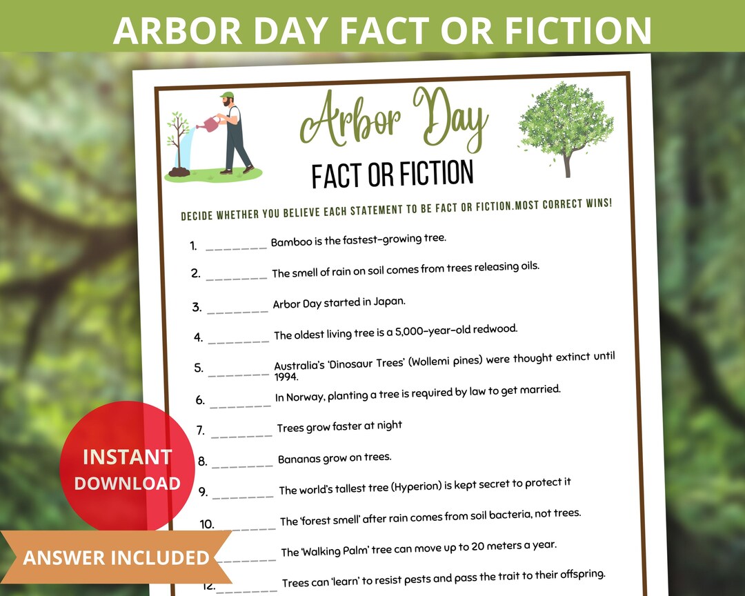 Arbor Day Fact or Fiction,arbor Day True or False,arbor Day Trivia Game ...