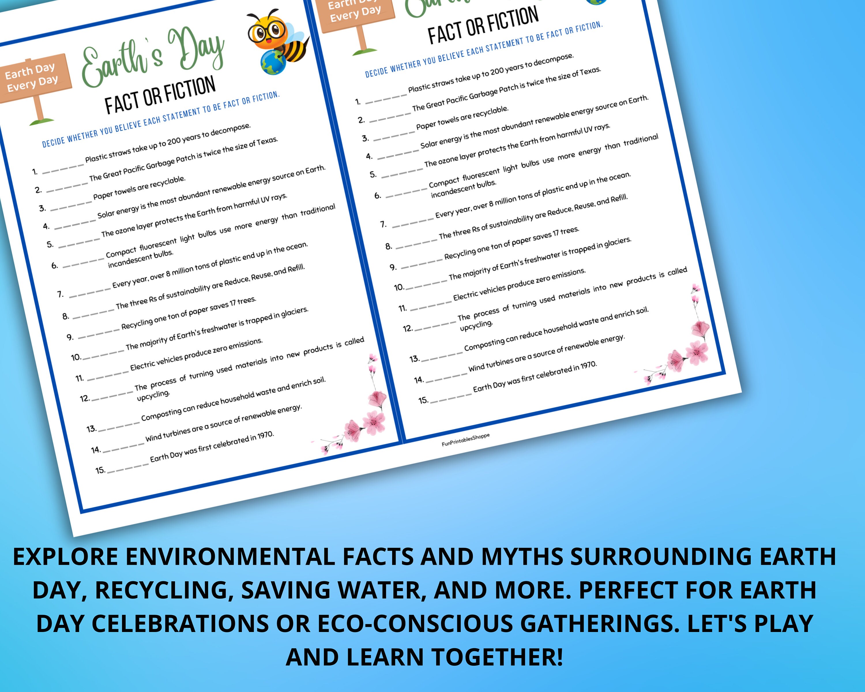 Earth Day Fact or Fiction Game,earth Trivia Quiz,earth Day True or ...