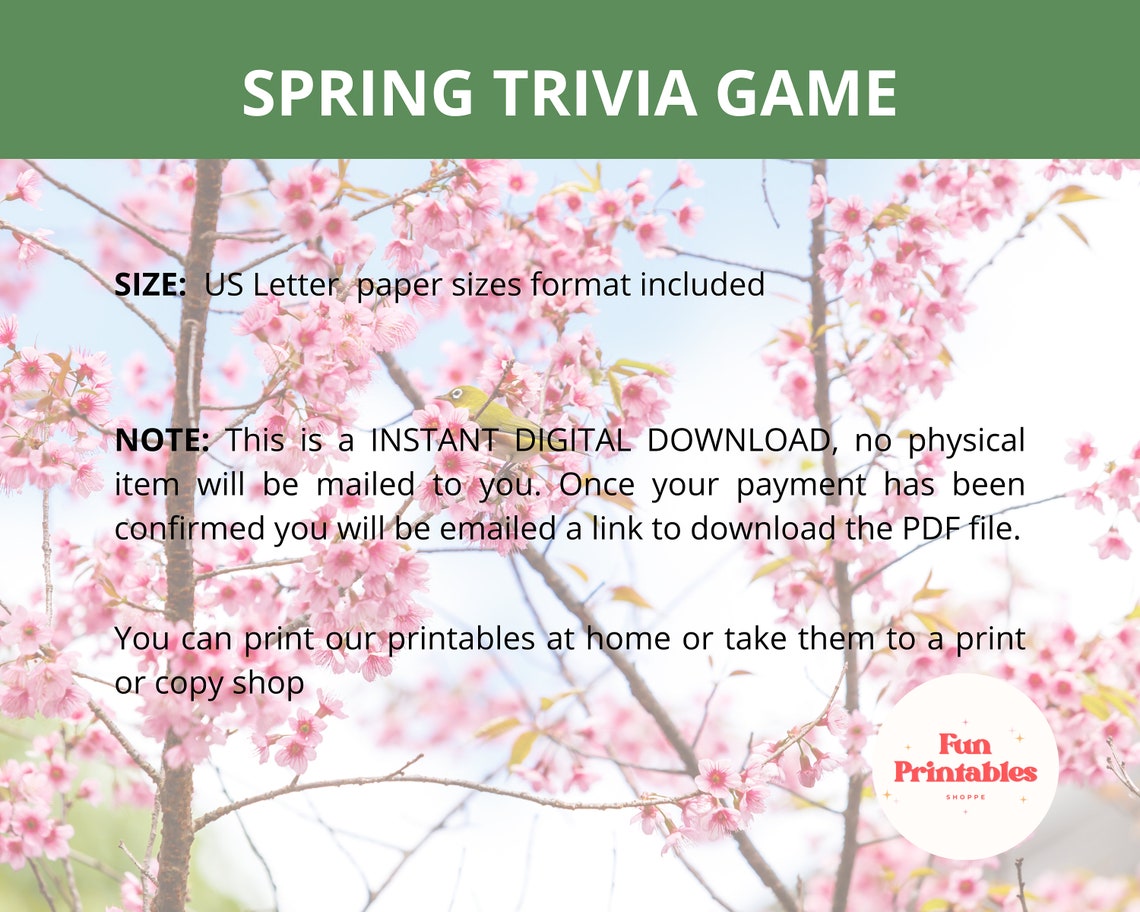 Spring Trivia Game, Fun Spring Questions, Spring Activity for Kids ...