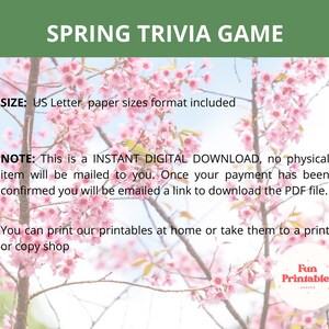 Spring Trivia Game, Fun Spring Questions, Spring Activity for Kids ...
