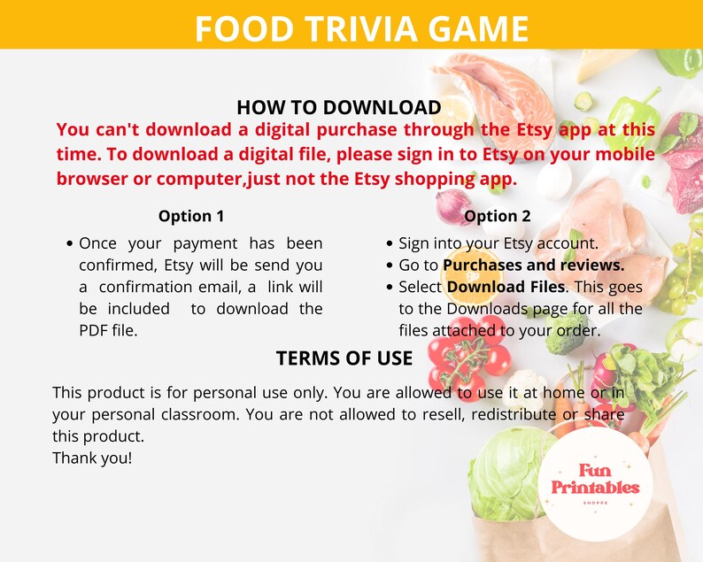 Food Trivia Game,culinary Trivia Game,food Quiz Print,family Food ...