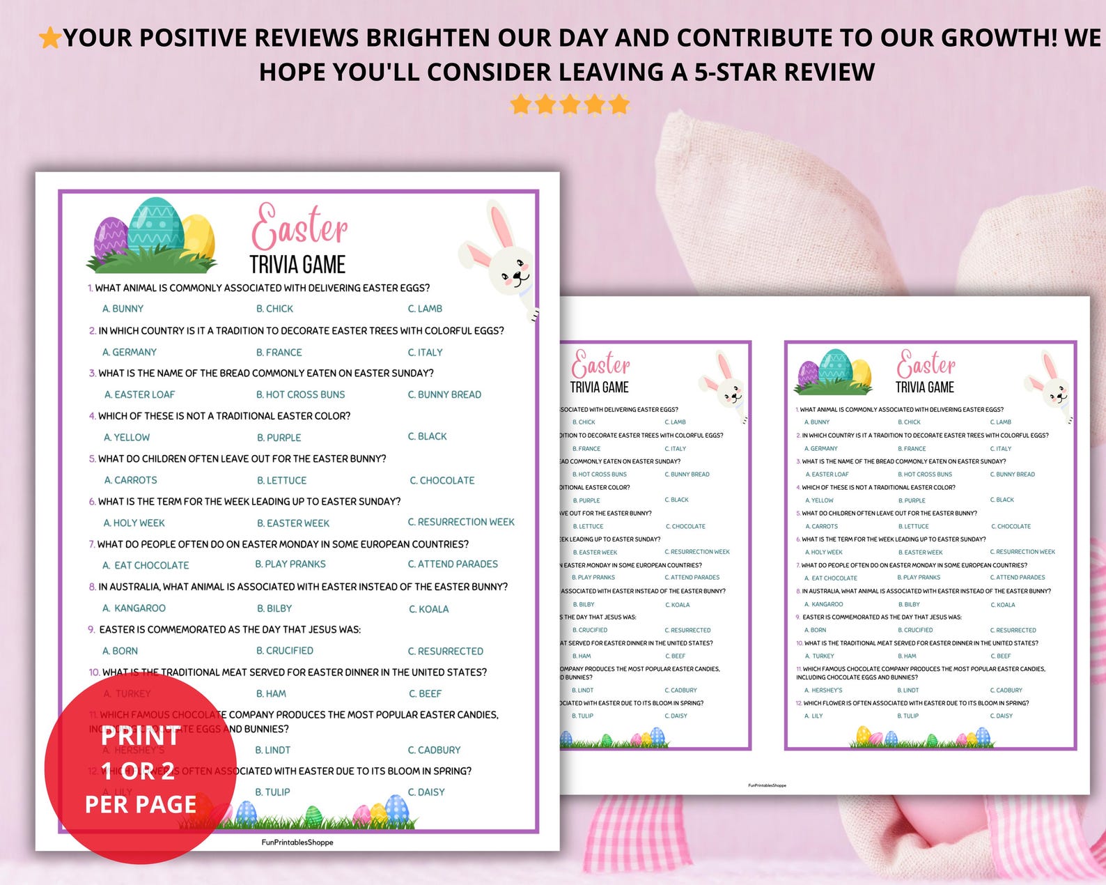 Easter Trivia Quiz,teen Easter Game,easter Activities,spring Trivia ...