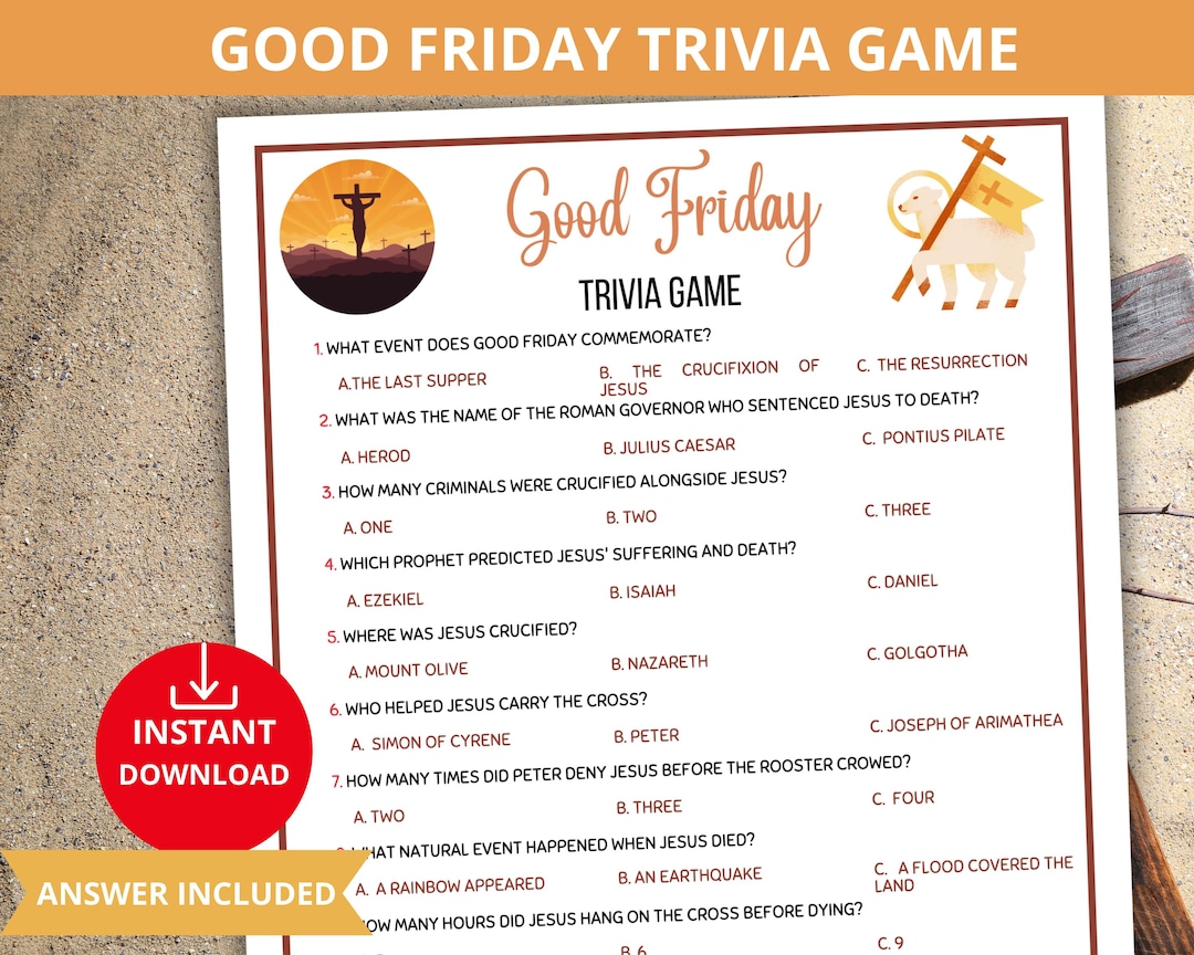 Good Friday Trivia,holy Week Trivia Game,easter Story Trivia Game,bible ...