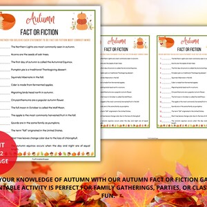 Autumn Fact or Fiction,fall Trivia,fall Trivia Question,autumn Quiz,fun ...