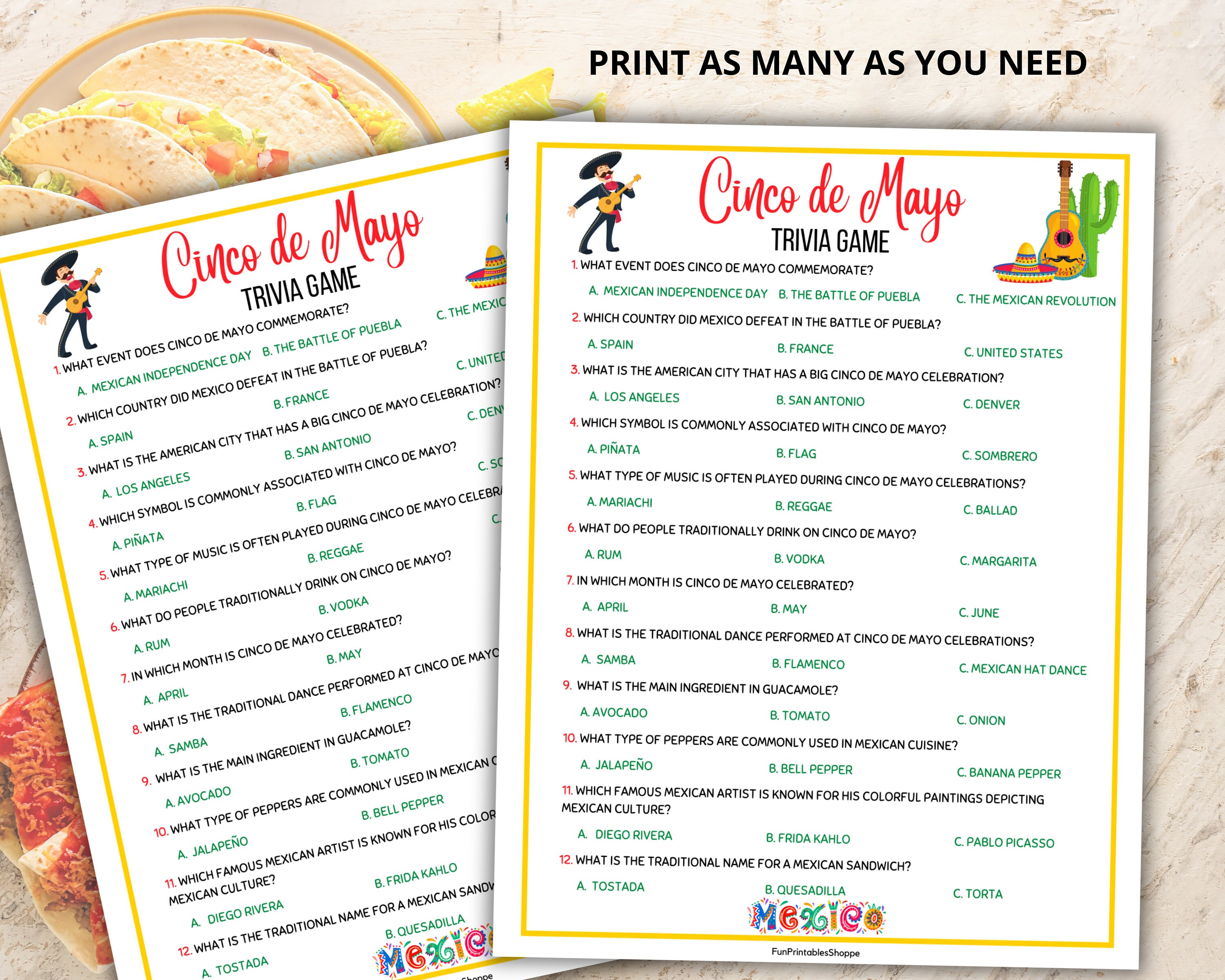 Cinco De Mayo Trivia Game,cinco De Mayo Trivia Questions,cinco De Mayo ...