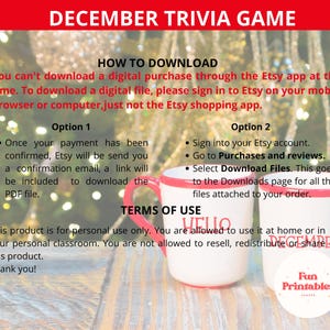 December Trivia Game,winter Holiday Game,december Quiz,winter Season ...