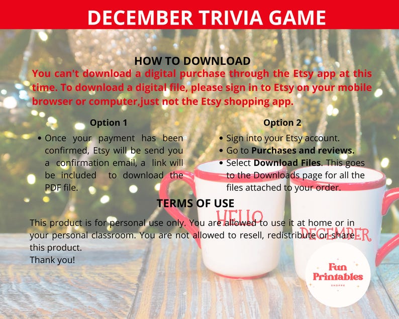 December Trivia Game,winter Holiday Game,december Quiz,winter Season ...