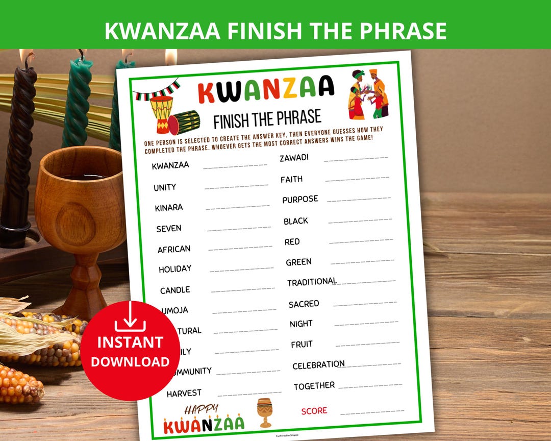 Kwanzaa Finish the Phrase,kwanzaa Party Game,kwanzaa Trivia,icebreaker ...