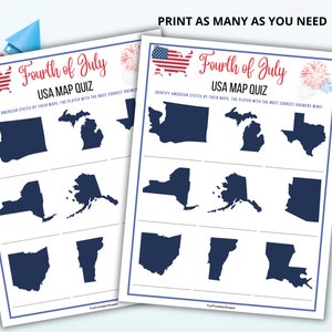 United States Map Quiz,patriotic Trivia,4th of July Activity,us ...