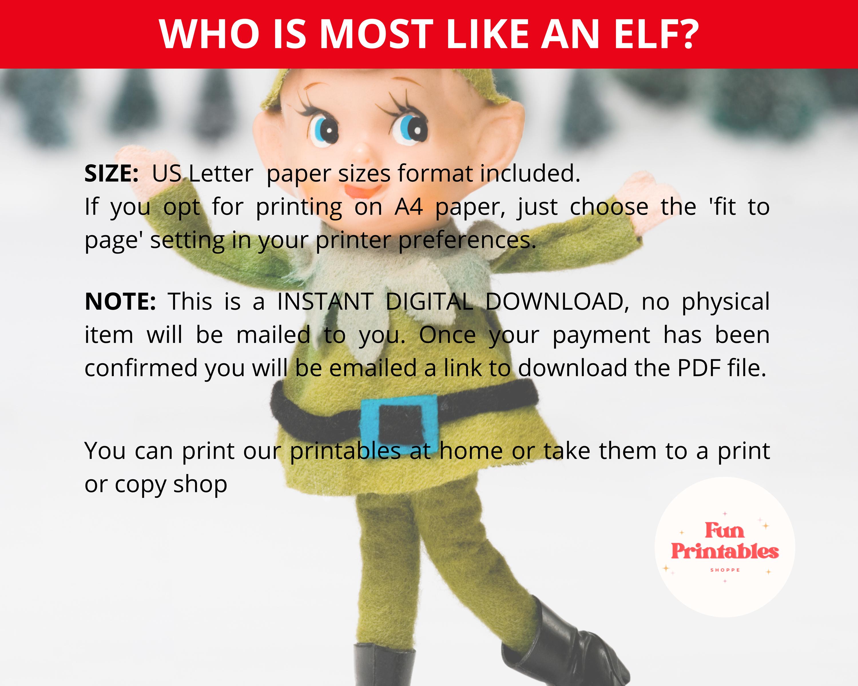 Who is Most Like an Elf,christmas Elf Game,mix and Mingle Game,family ...