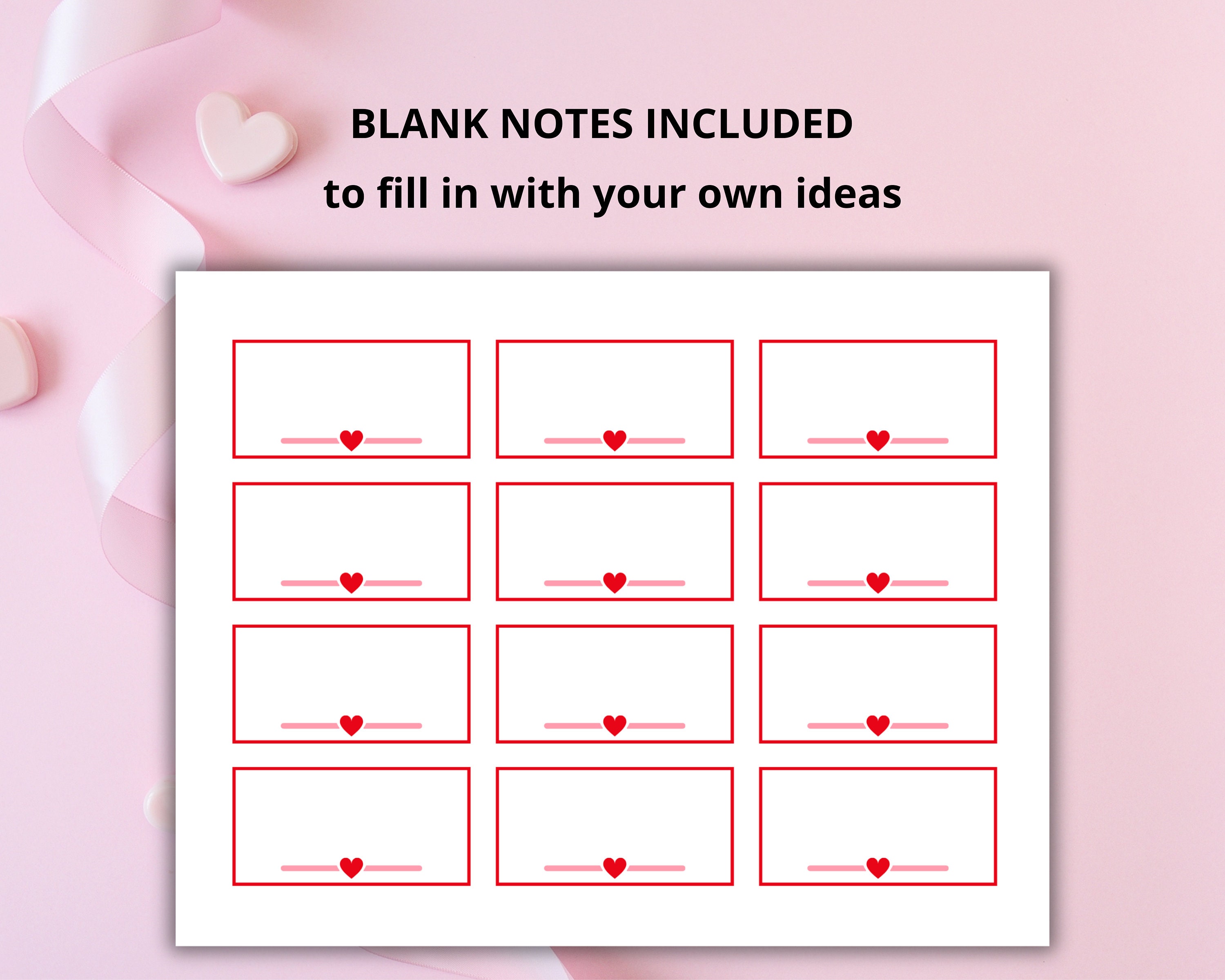 Printable Love Notes, Reasons I Love You, Love Note Box, Romantic Mini ...