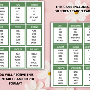 Spring Taboo Game, Spring Printable Game for Family,springtime Game ...