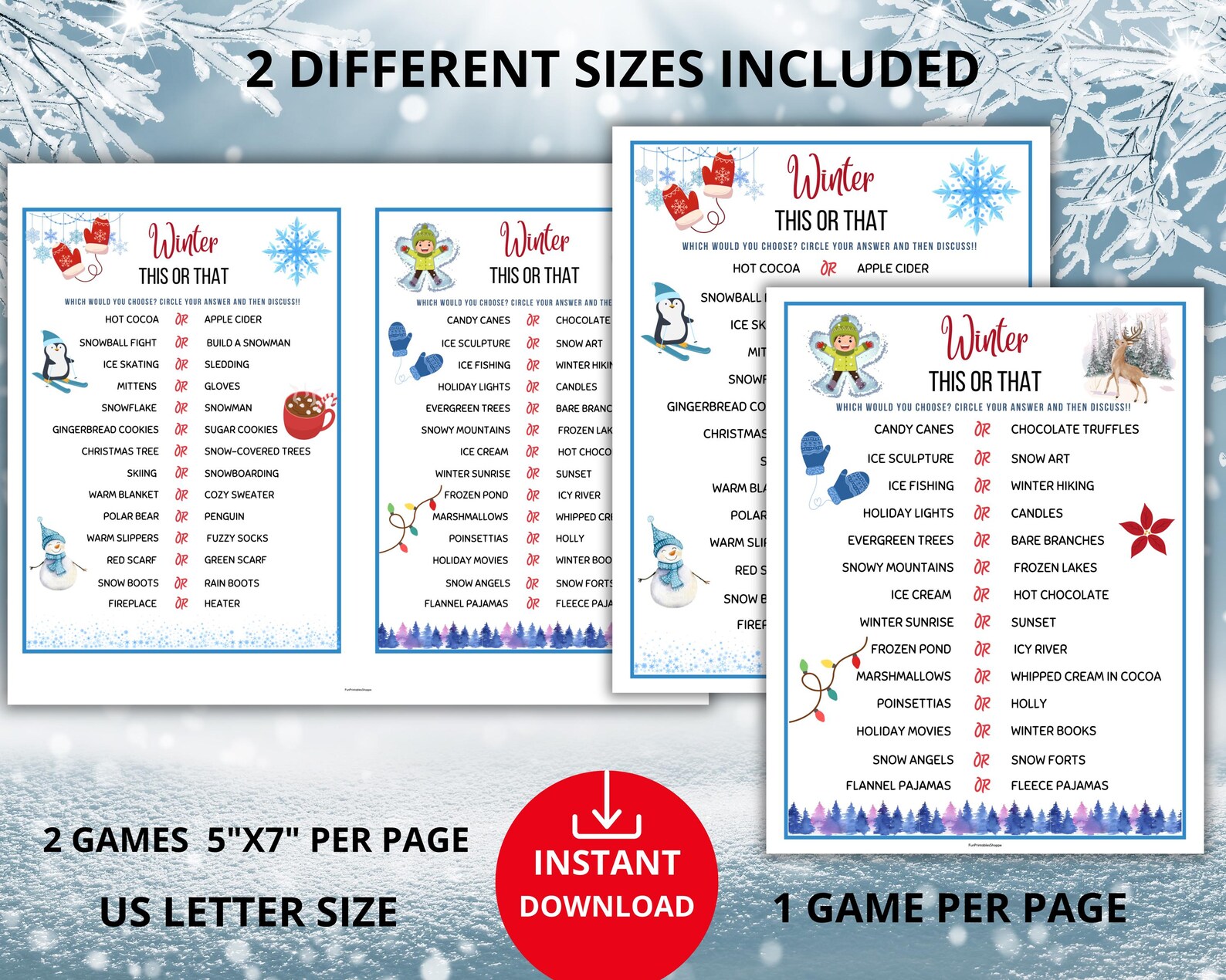 Winter This or That Game,winter Would You Rather Game,wintertime ...