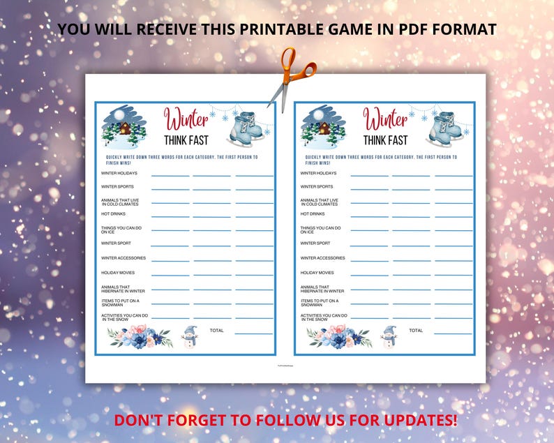 Winter Think Fast Game,winter Word Party Game,winter Office Game,winter ...