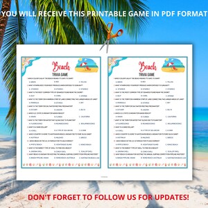 Beach Trivia Game,ocean Trivia,sea Trivia Game,summer Trivia,fun Beach ...