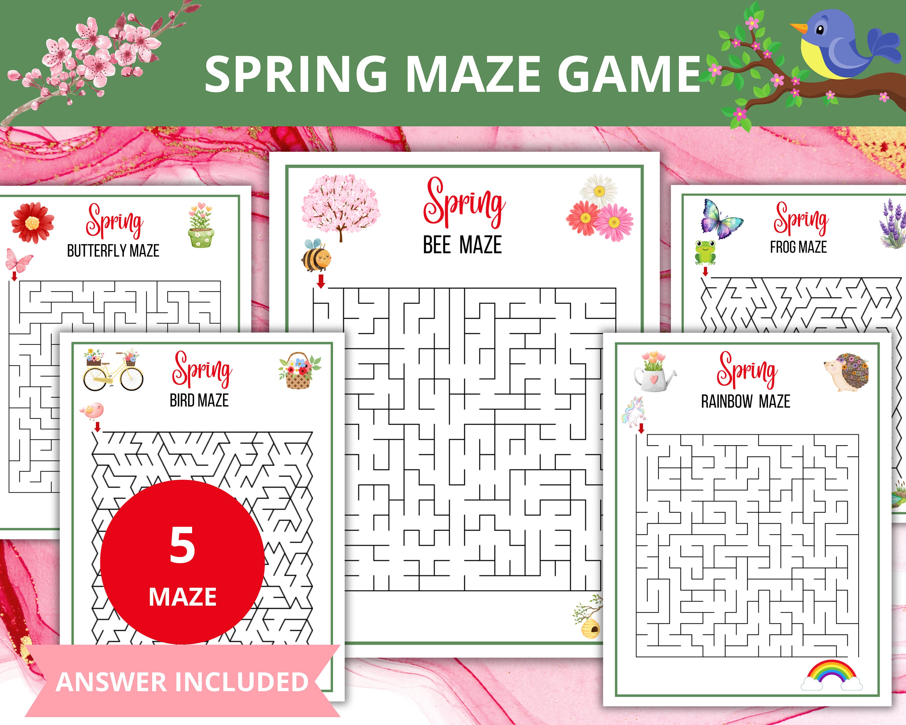 Spring Maze Printable, Spring Games, Spring Activities for Kids,indoor ...