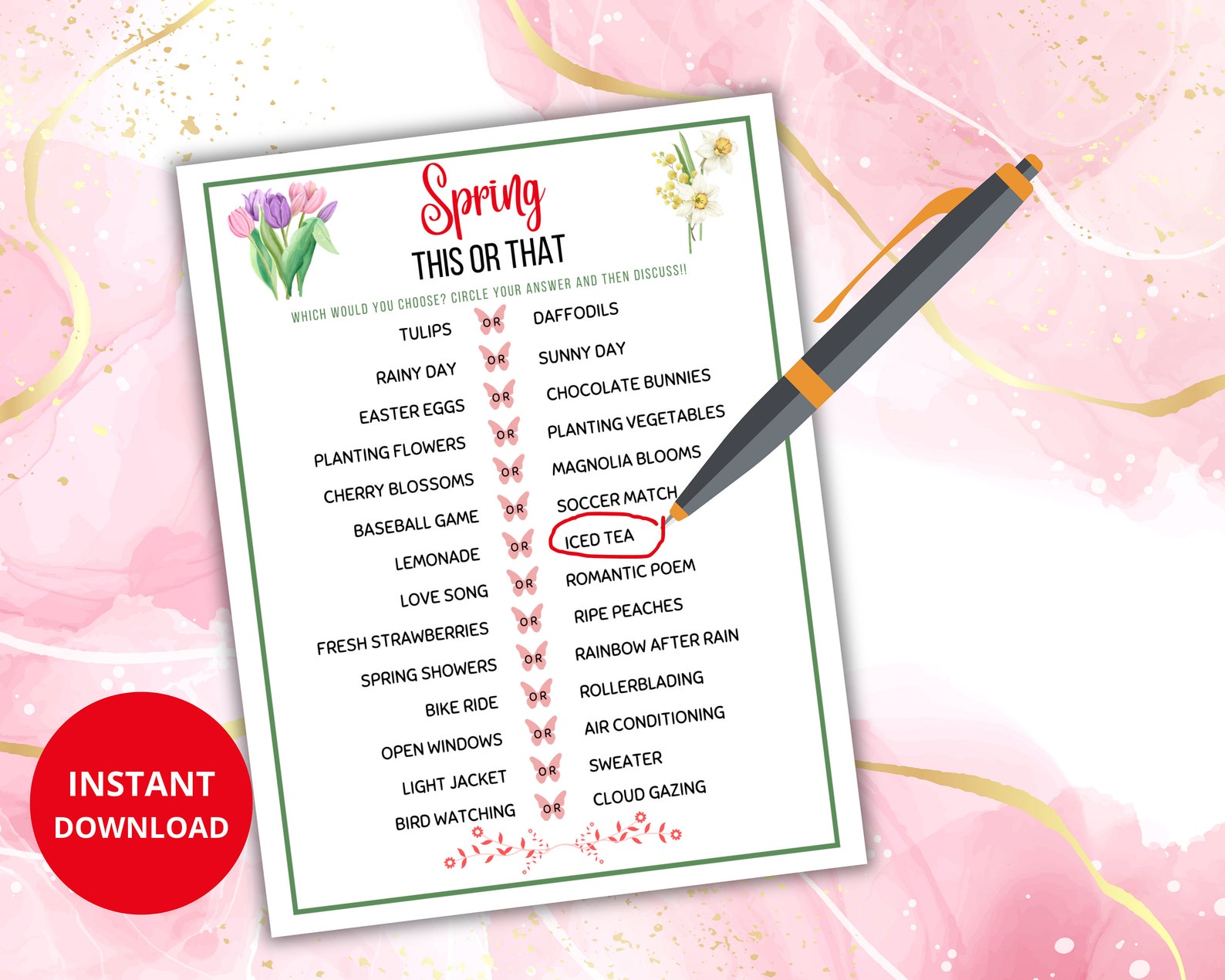 Spring This or That, Would You Rather Spring, Family Reunion Games, Ice ...