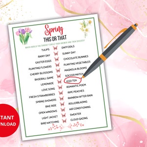 Spring This or That, Would You Rather Spring, Family Reunion Games, Ice ...