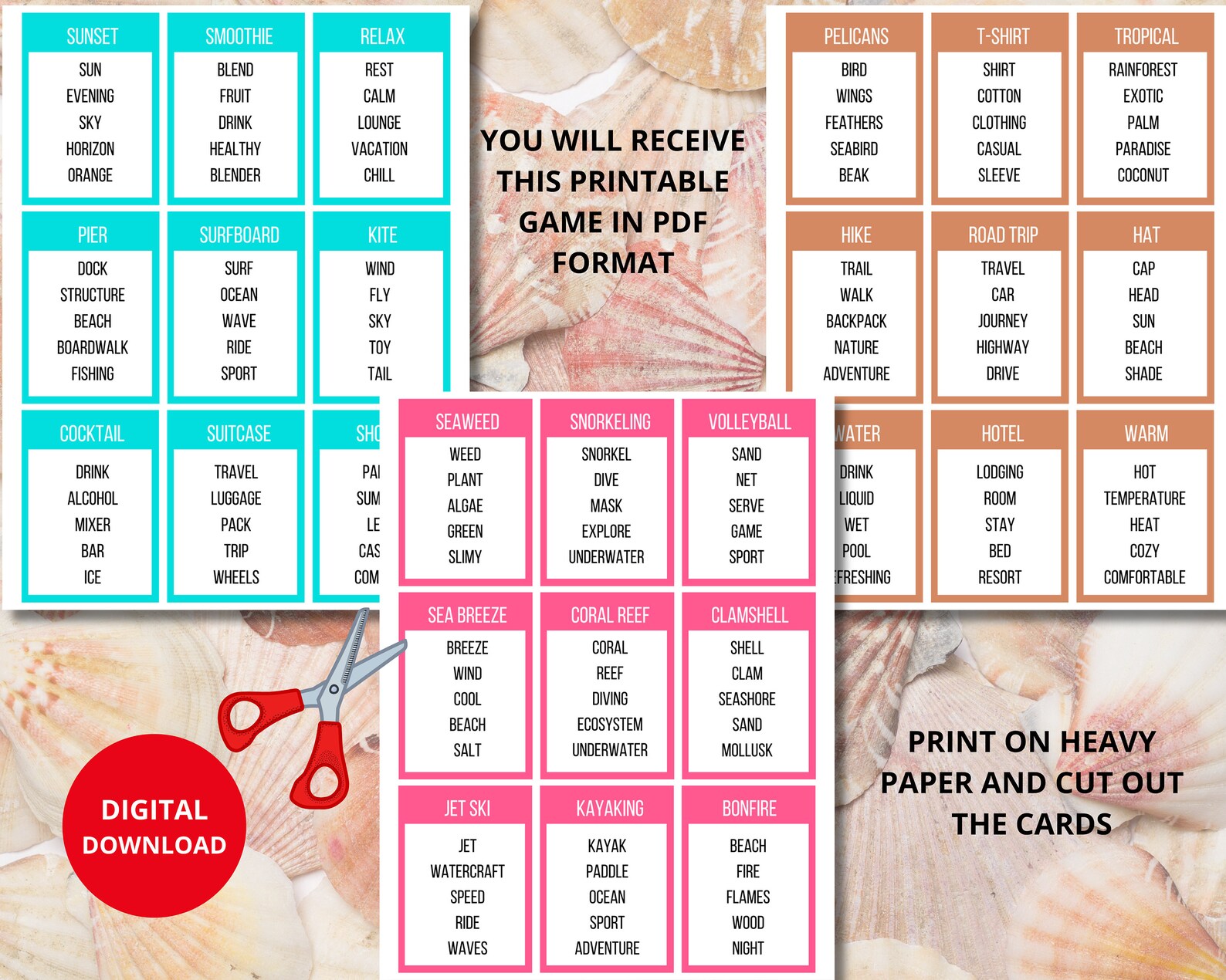 Summer Party Game,taboo Game,forbidden Words,taboo Word Game,pool Party ...