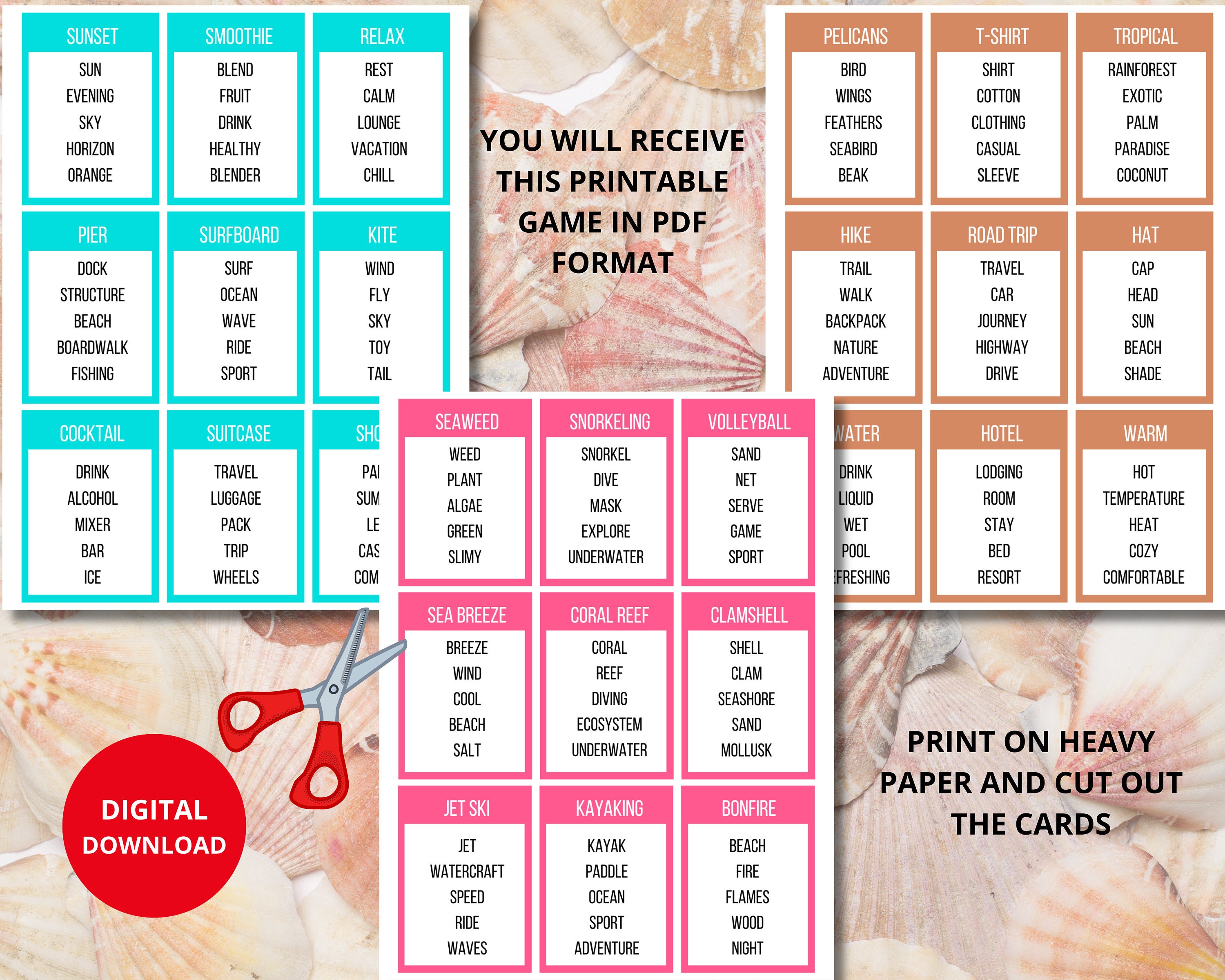 Summer Party Game,taboo Game,forbidden Words,taboo Word Game,pool Party ...