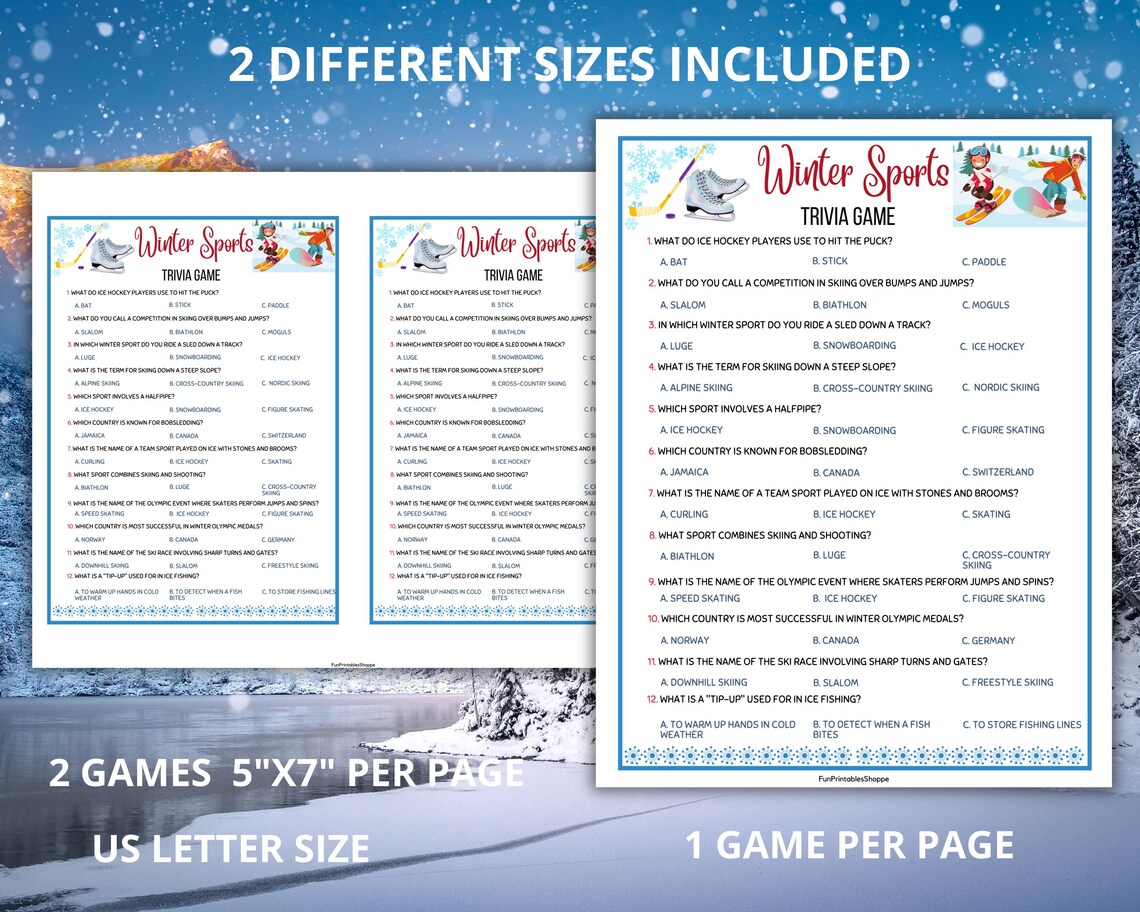 Winter Sports Trivia,winter Trivia Game,sports Trivia Game,sports Theme ...