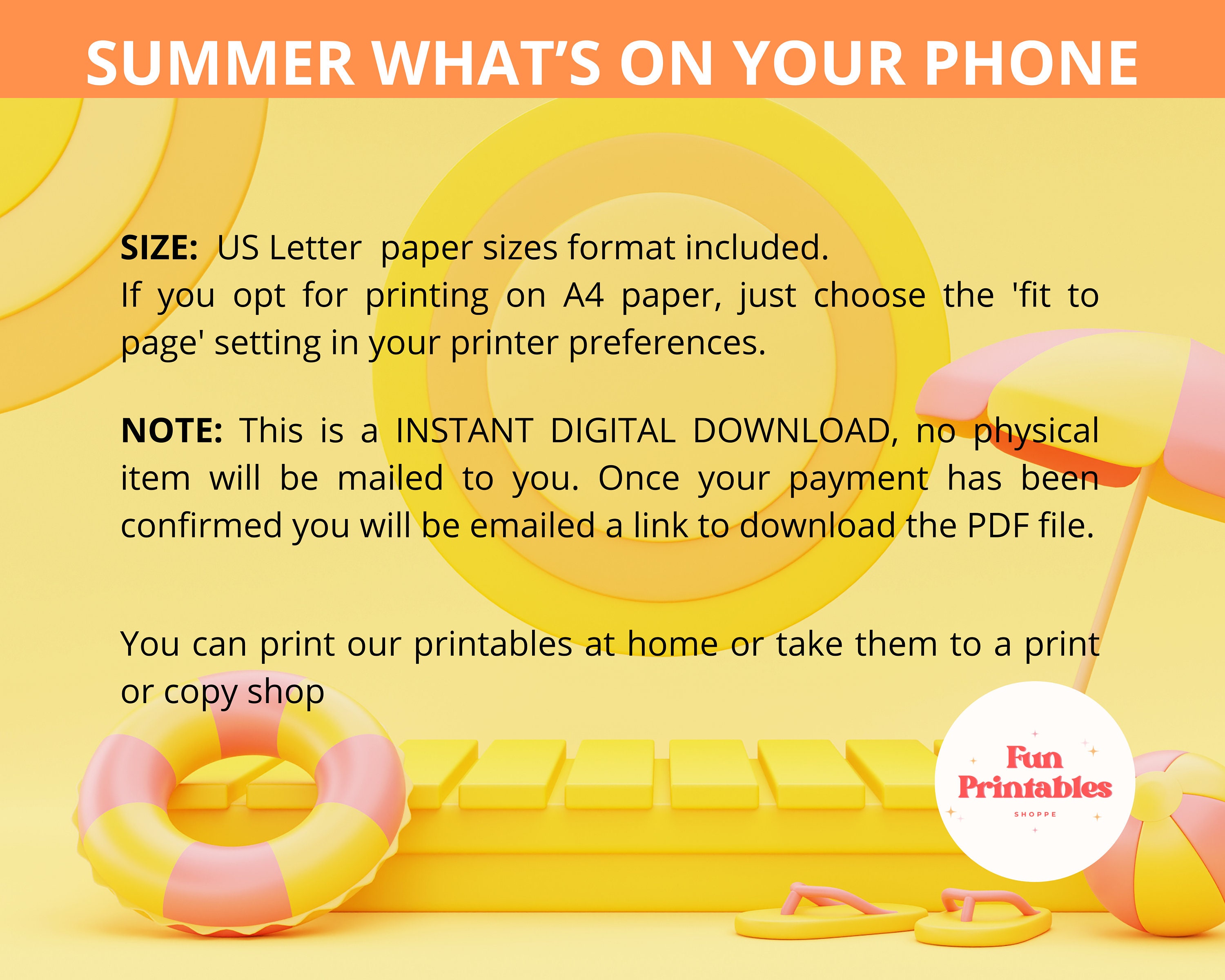 Summer Whats in Your Phone,summer Party Game,phone Game,pool Party ...